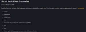 Binance Restricted Countries