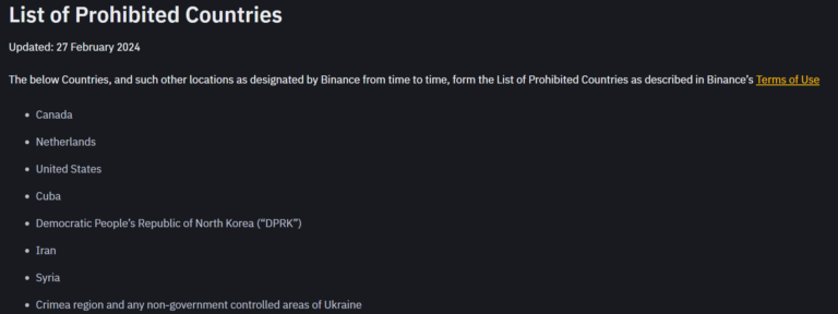 Binance Restricted Countries