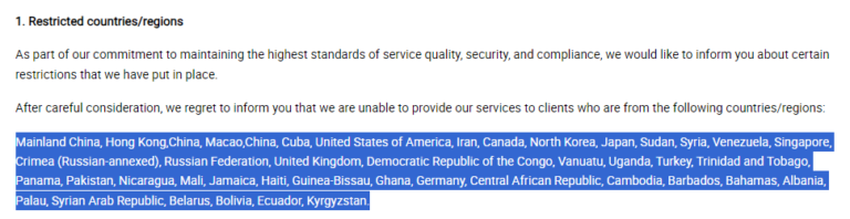 HTX (Huobi) Restricted Countries and Regions