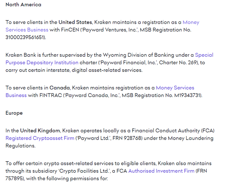 Kraken Restricted Countries and Regions