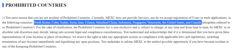 MEXC Restricted & Supported Countries and Regions